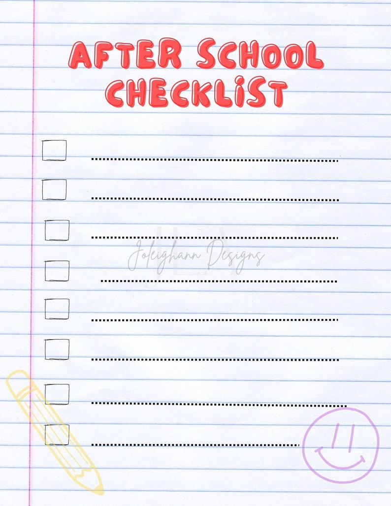 Kids After School Checklist - Etsy