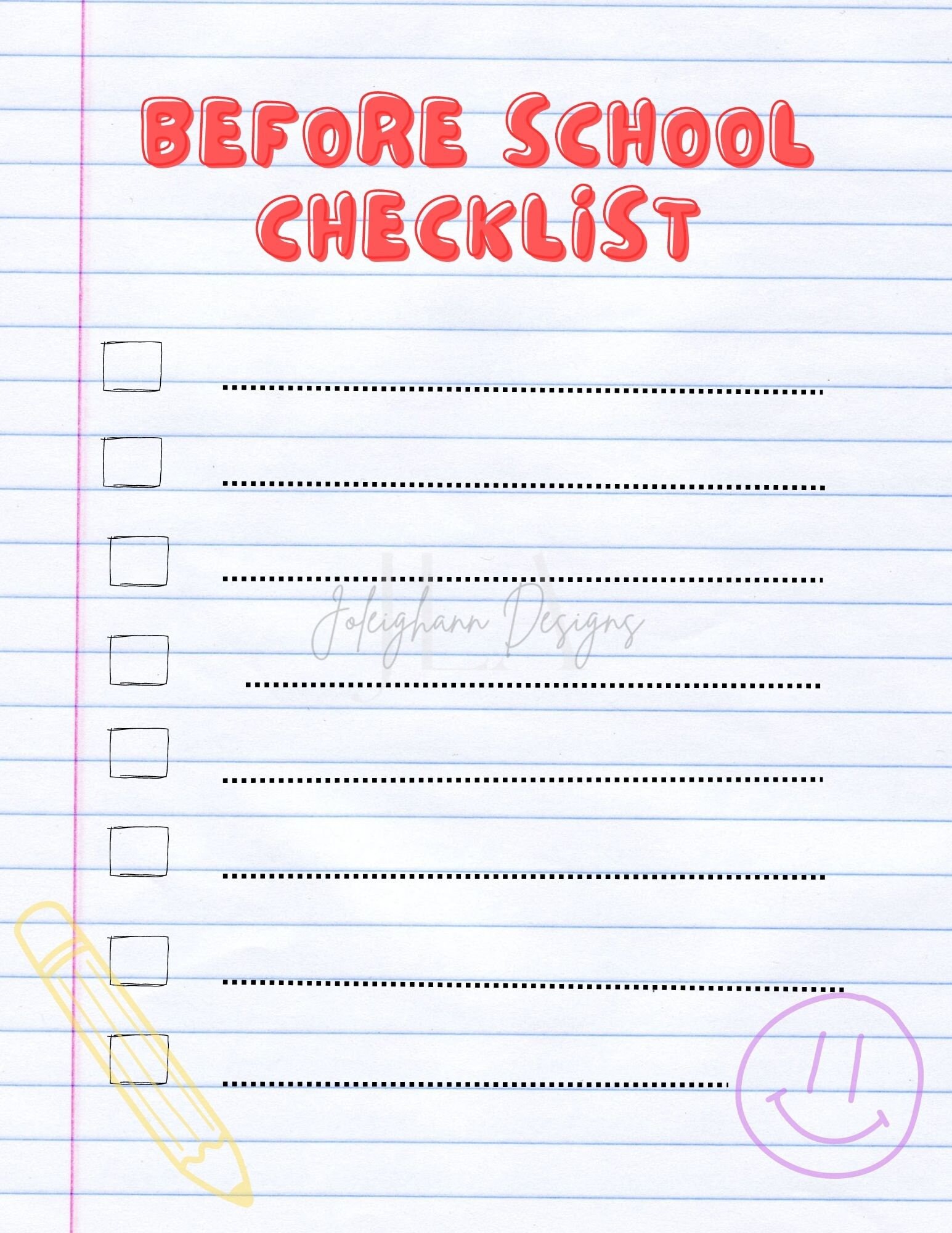 Before School Kids Checklist Etsy