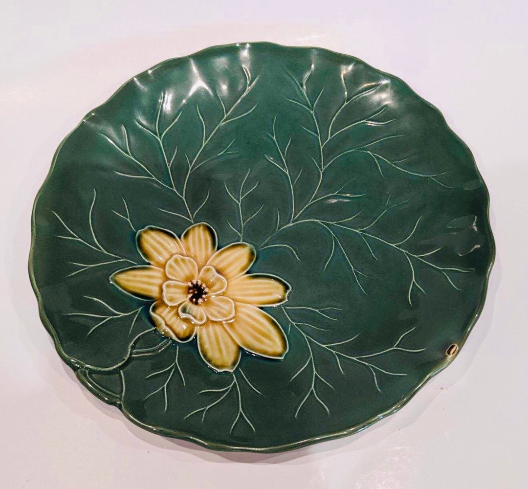 A Pair of Majolica Lily Pad Plates Circa 1900’s in Remarkable Condition ...