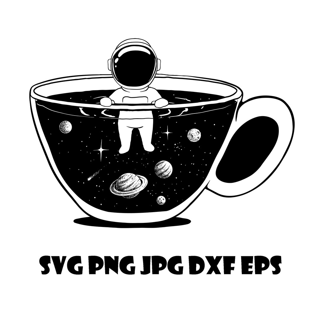 Spaceman Cup of Coffee Clip Art Astronaut Design Digital Art Coffee ...