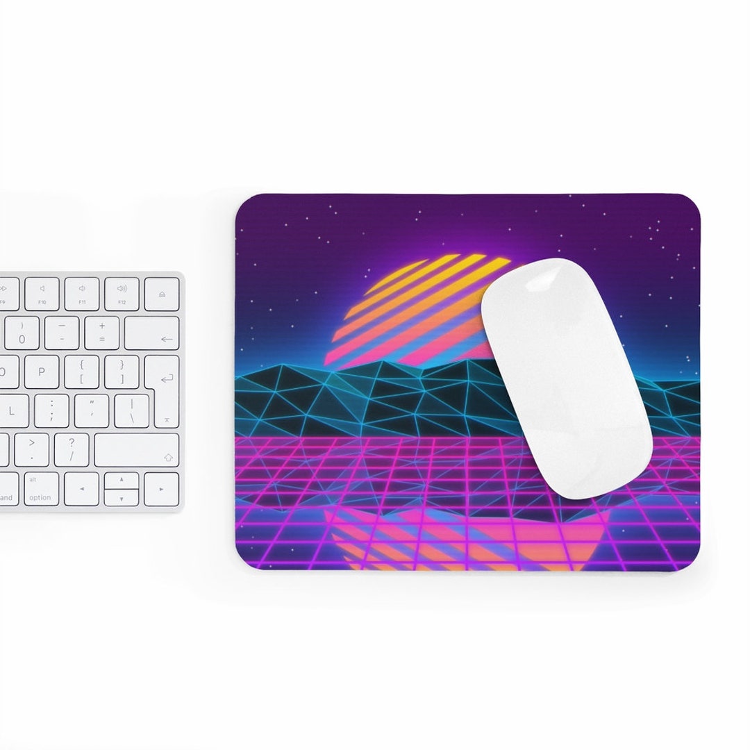 Neon Art Sunrise Landscape Disco Style Sci-fi Cyberpunk Mousepad 8-bit ...