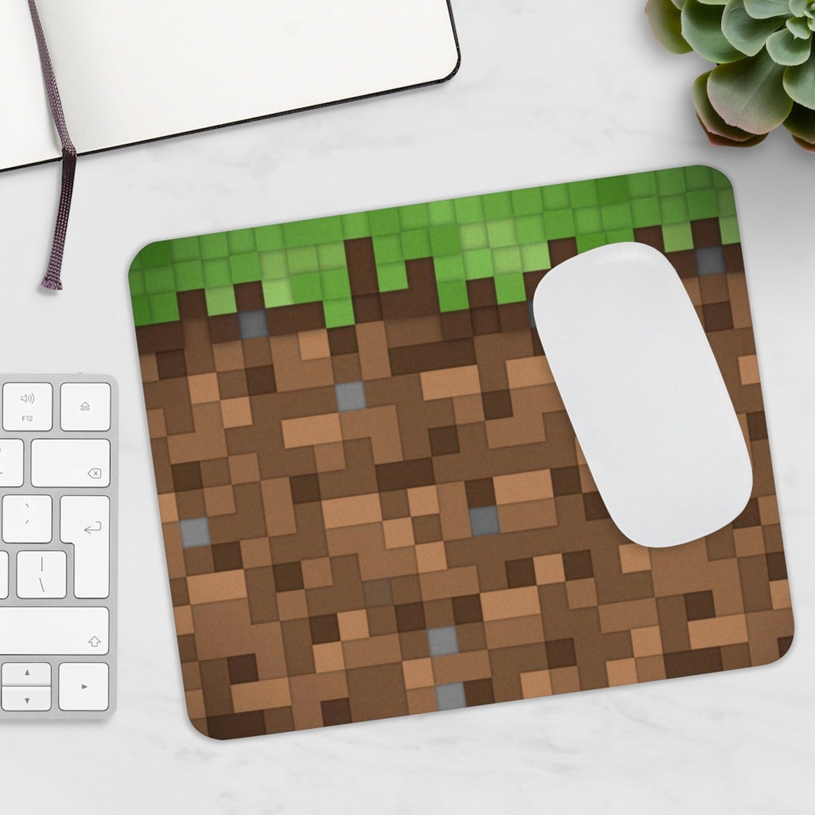 Mind Craft Fun Art Mousepad 8-bit Dirt Blocks Style Mouse Pad Rubber ...