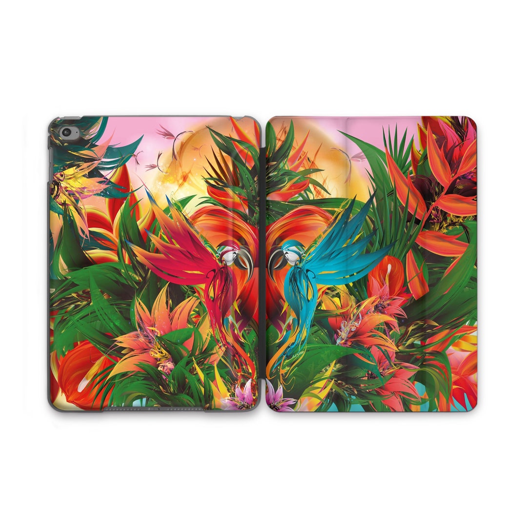 Jungle Flowers Parrots Tropical iPad Air Case With Cover iPad Mini 4 ...