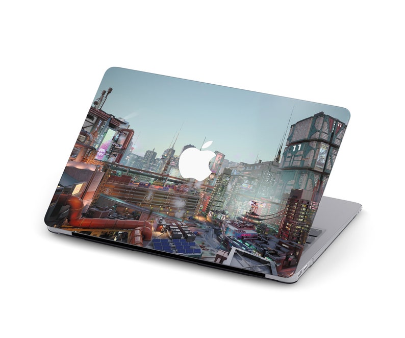 Cyberpunk City Dark Night MacBook Air M4 M4 Hard Urban Futuristic Case ...
