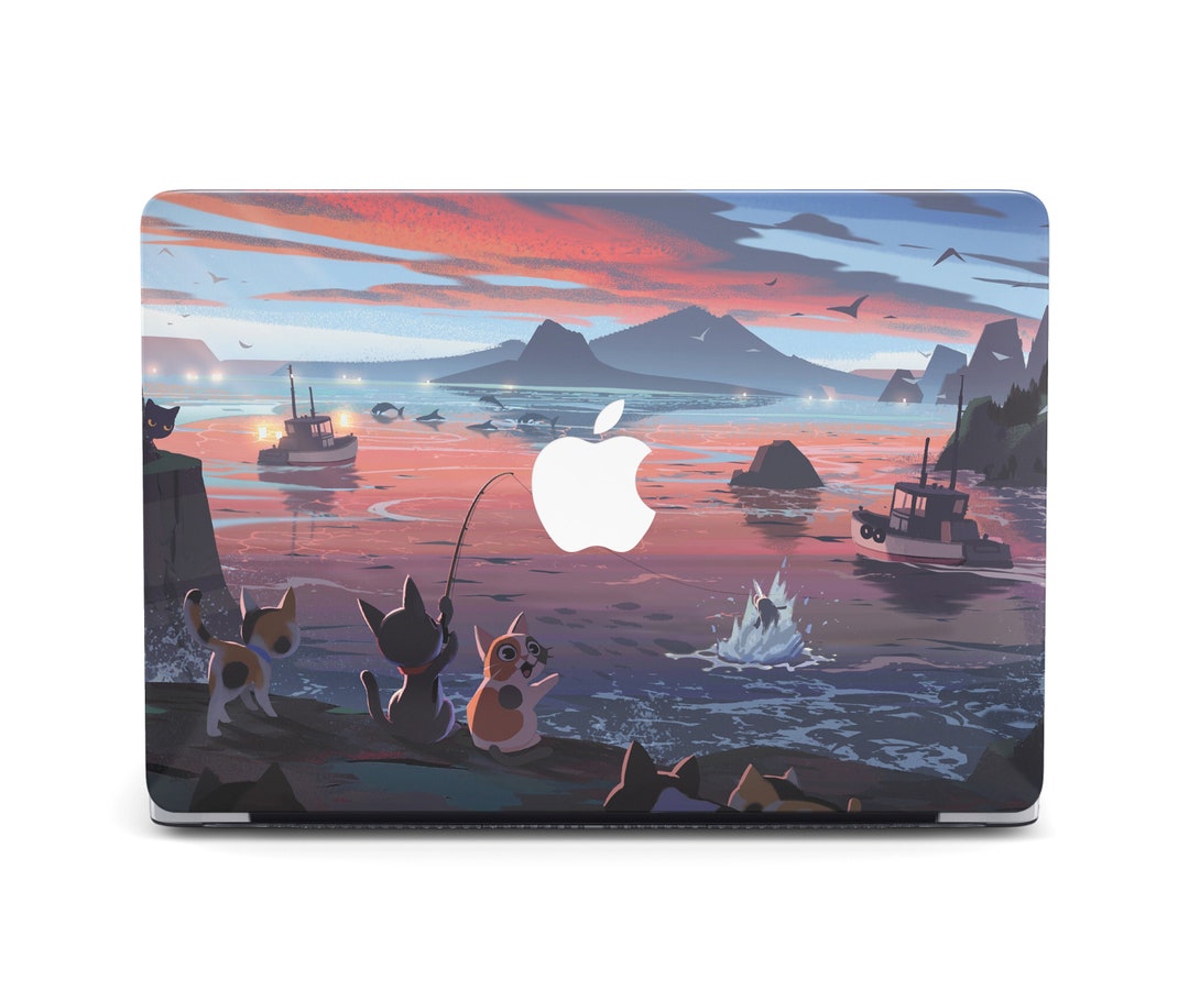 Fishing Cats MacBook Air M3 2022 Case Cute Cartoon Art MacBook Pro M3 ...