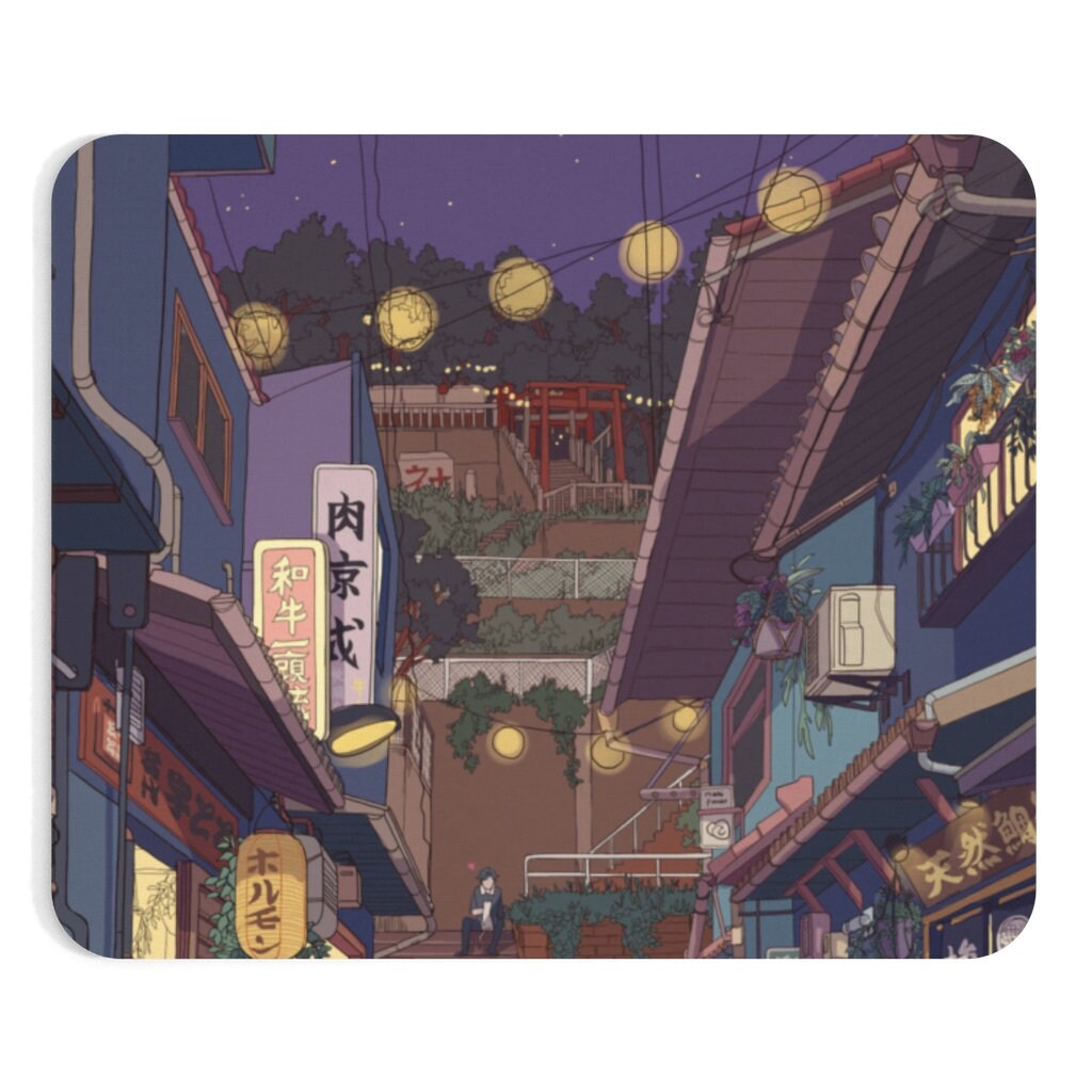 Anime Mouse Mat Japansese Street Mouse Mat Spirit Lights Mouse - Etsy