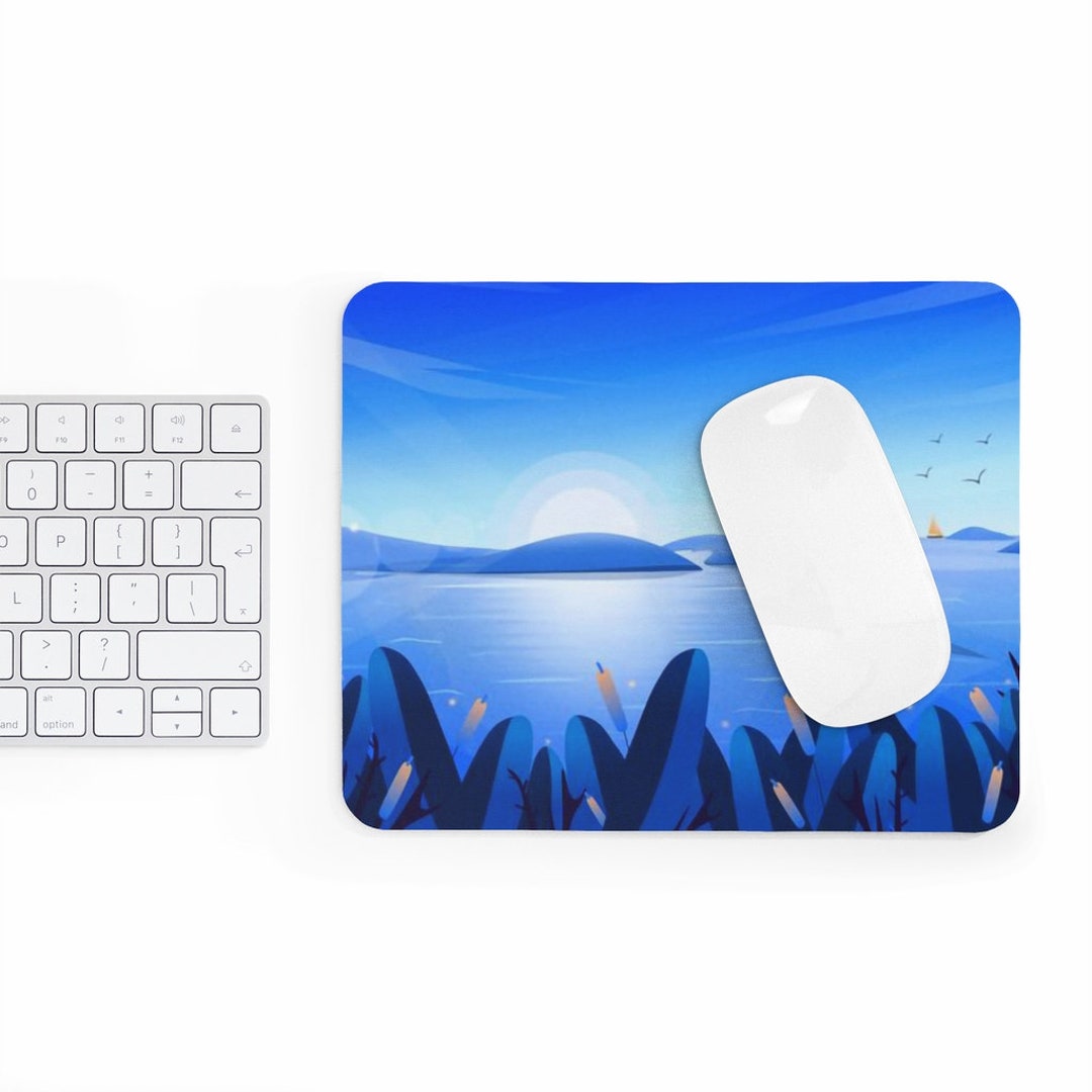 Clam Sea Mouse Mat Print Neoprene Mouse Pad Blue Pond Night View ...