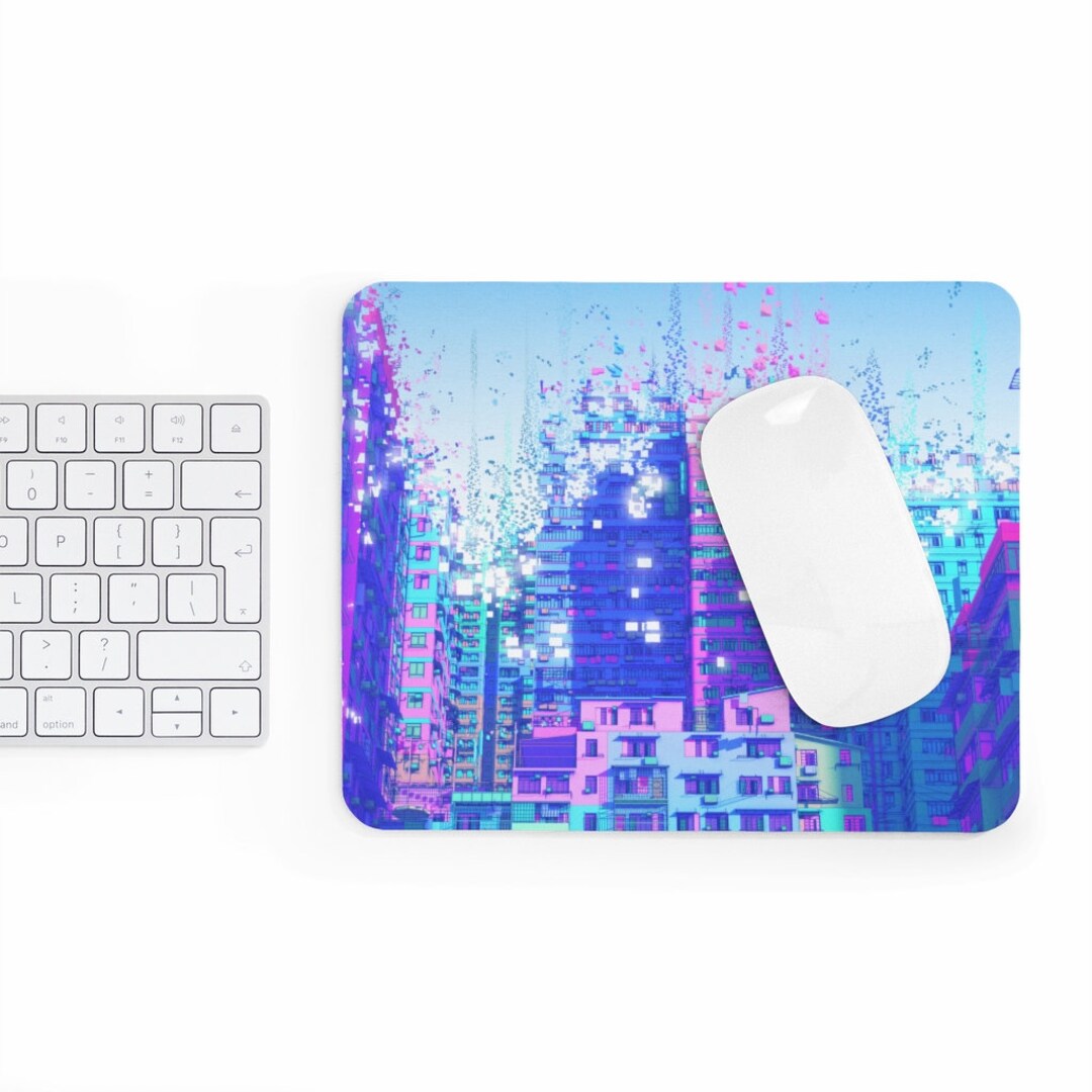 Cyberpunk Mouse Pad Defragmentation Art Mat for Mouse Neon City ...