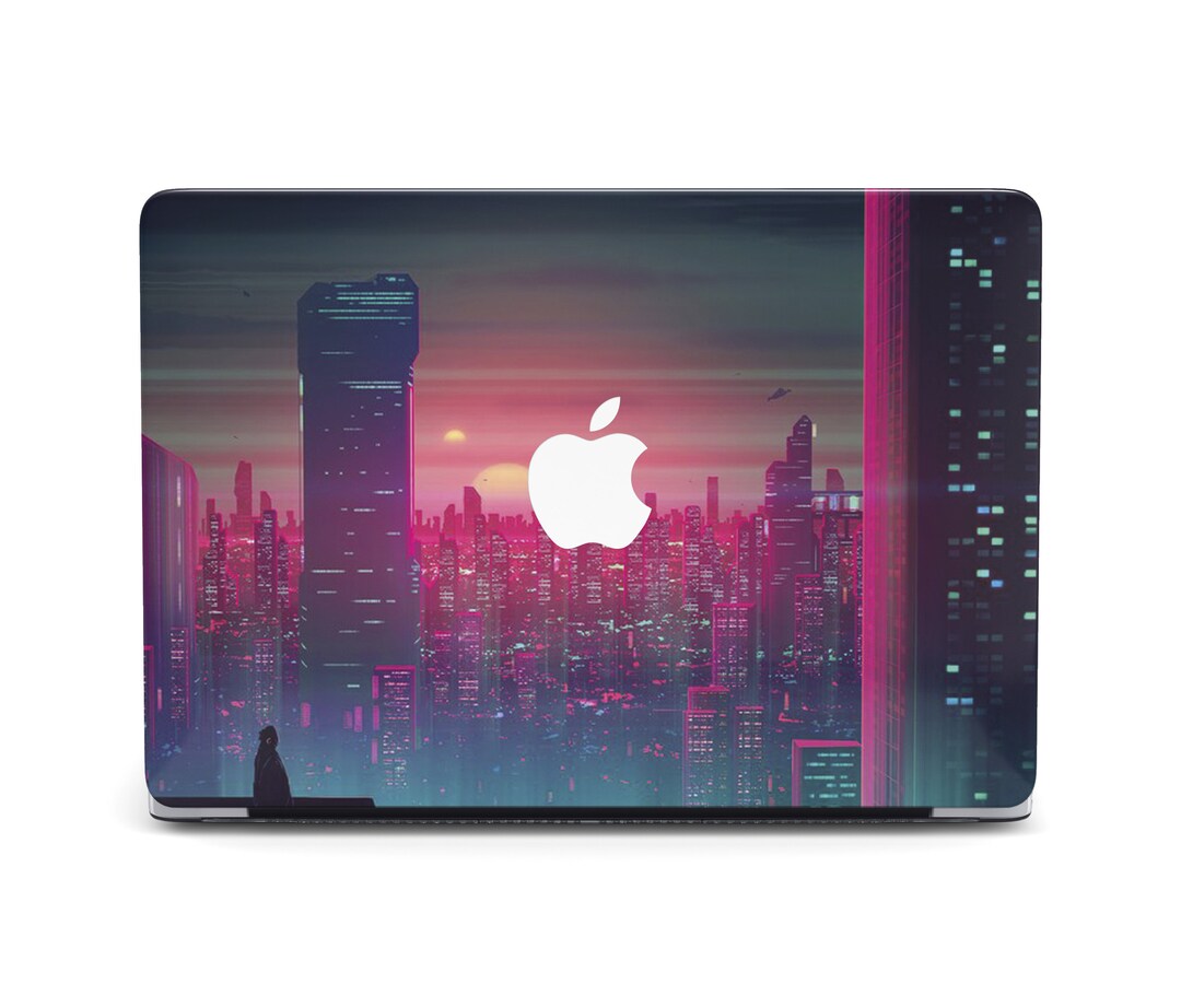 Retrowave City Art Skyscrapers Art MacBook Air M4 M2 Case Dusk Night ...