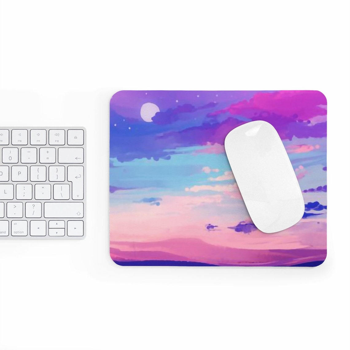 Purple Sunset Mouse Pad Anime Art Style Mouse Mat Print Smooth - Etsy