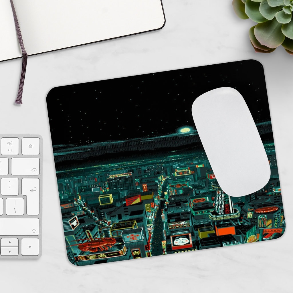 Pixel City Mousepad Nintendo 8-bit Style Tokyo Old Gaming Screen Mouse ...