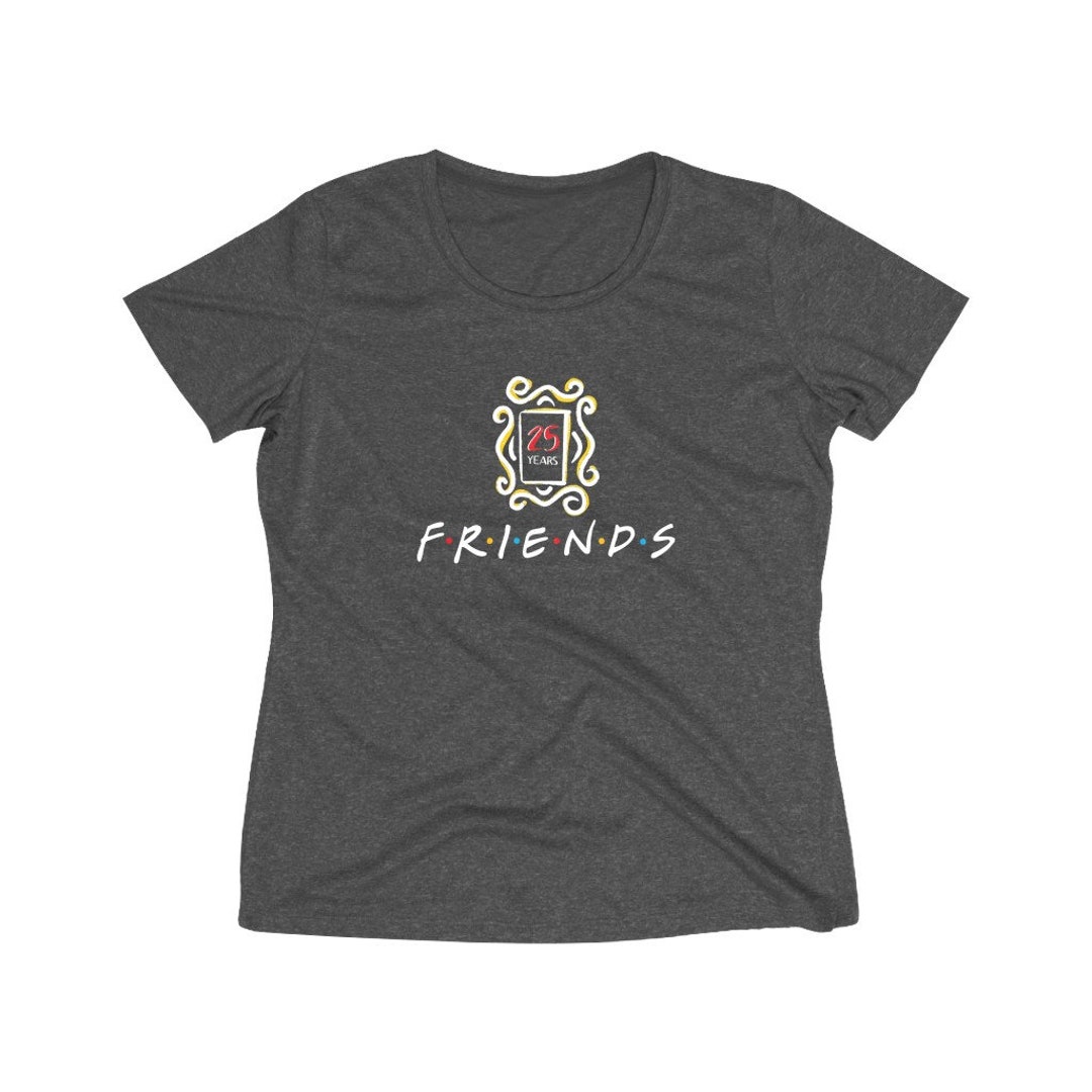 Friends Tv Show Anniversary Women's Heather Wicking Tee Friends Logo T ...