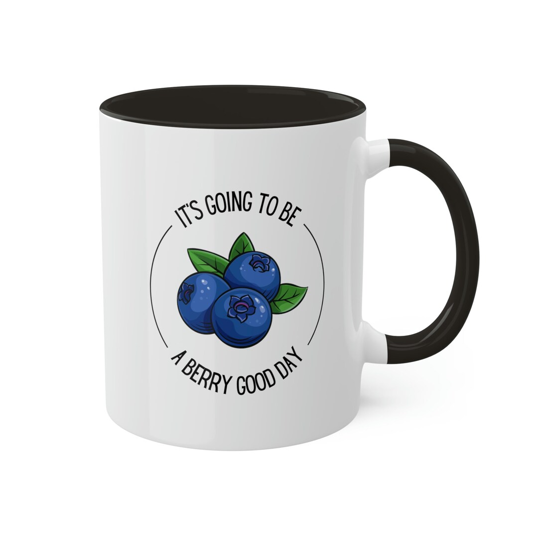 Blueberry Good Morning Mug With Color Handle, Good Morning, Fruit Mug ...