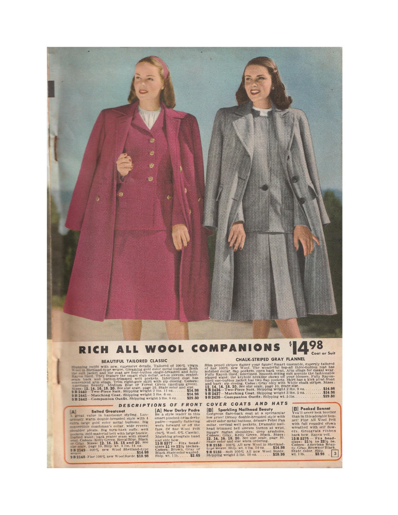 Vintage Catalog - Bellas Hess 1947 Fall - Winter Catalog, Fashions for ...