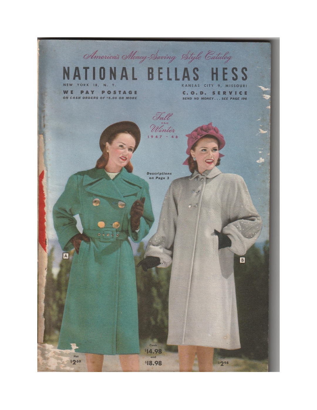 Vintage Catalog Bellas Hess 1947 Fall Winter Catalog - Etsy