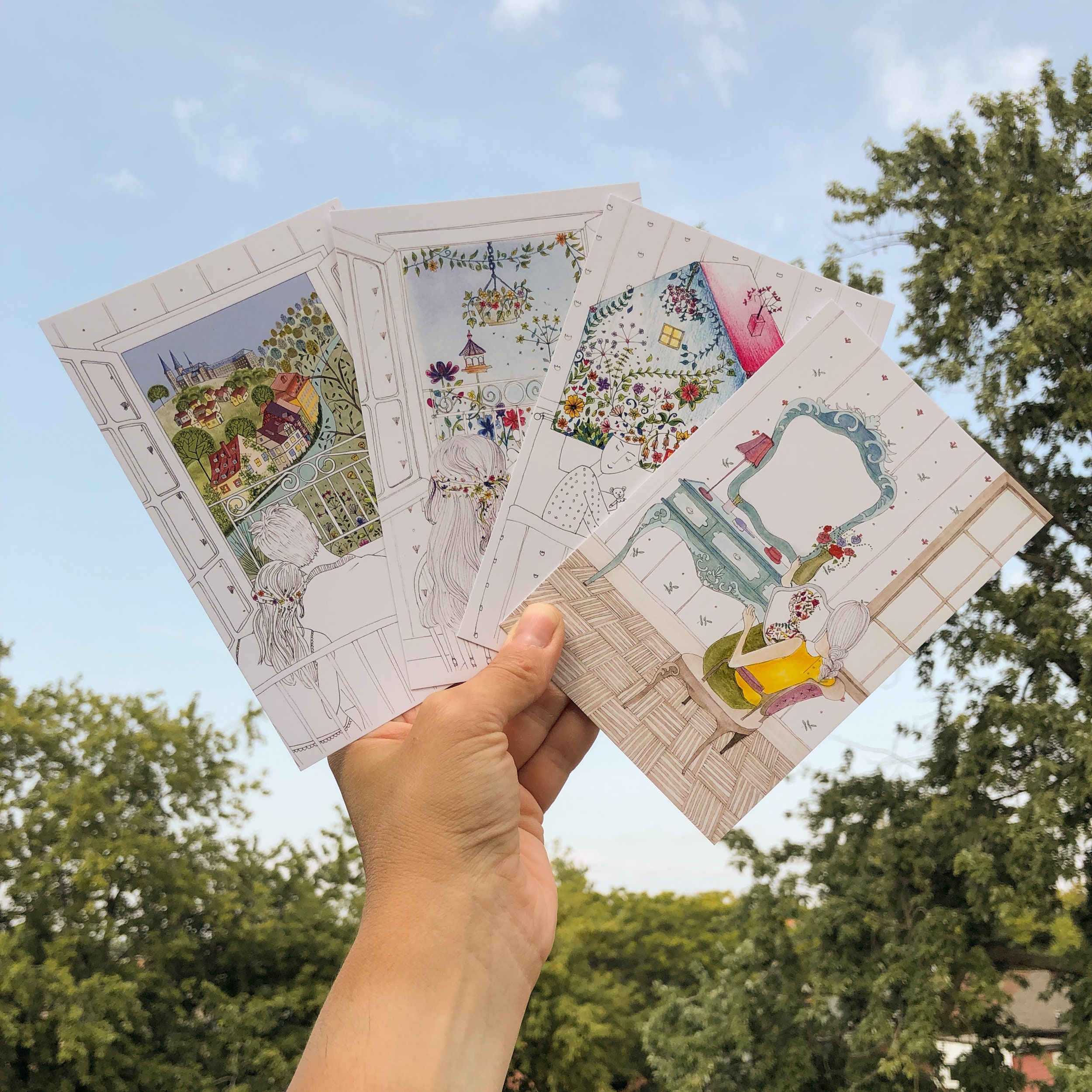 Bloom in Colors Set of 4 Postcards - Etsy