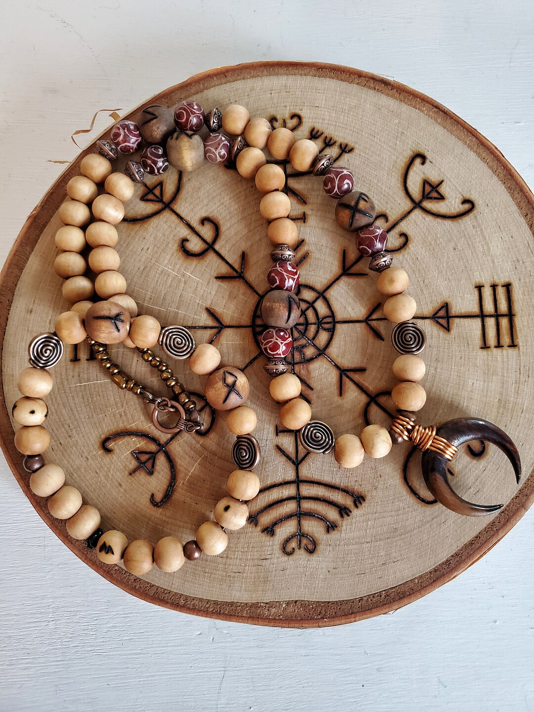 Kára Valkyrie Wood Burned Ceramic Viking Nordic Rune Necklace - Etsy