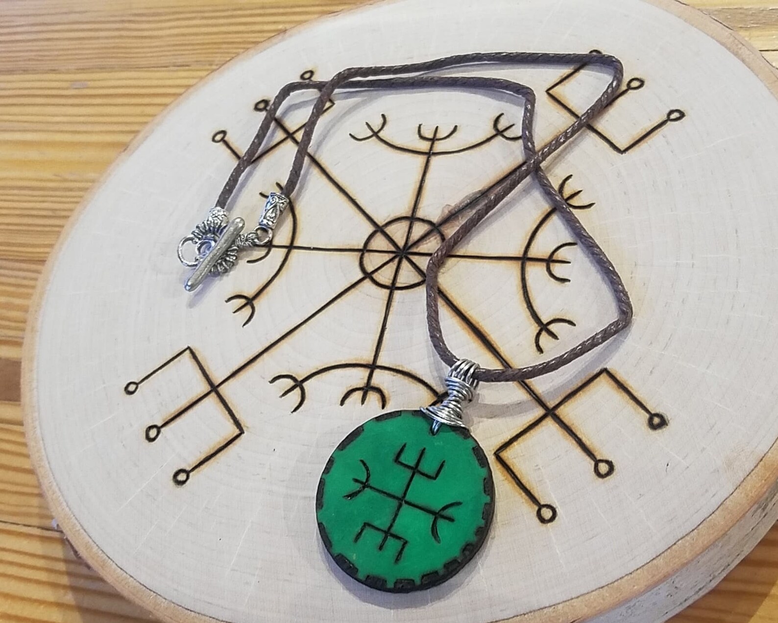 Viking End Strife Bind Rune Wood Necklace | Etsy