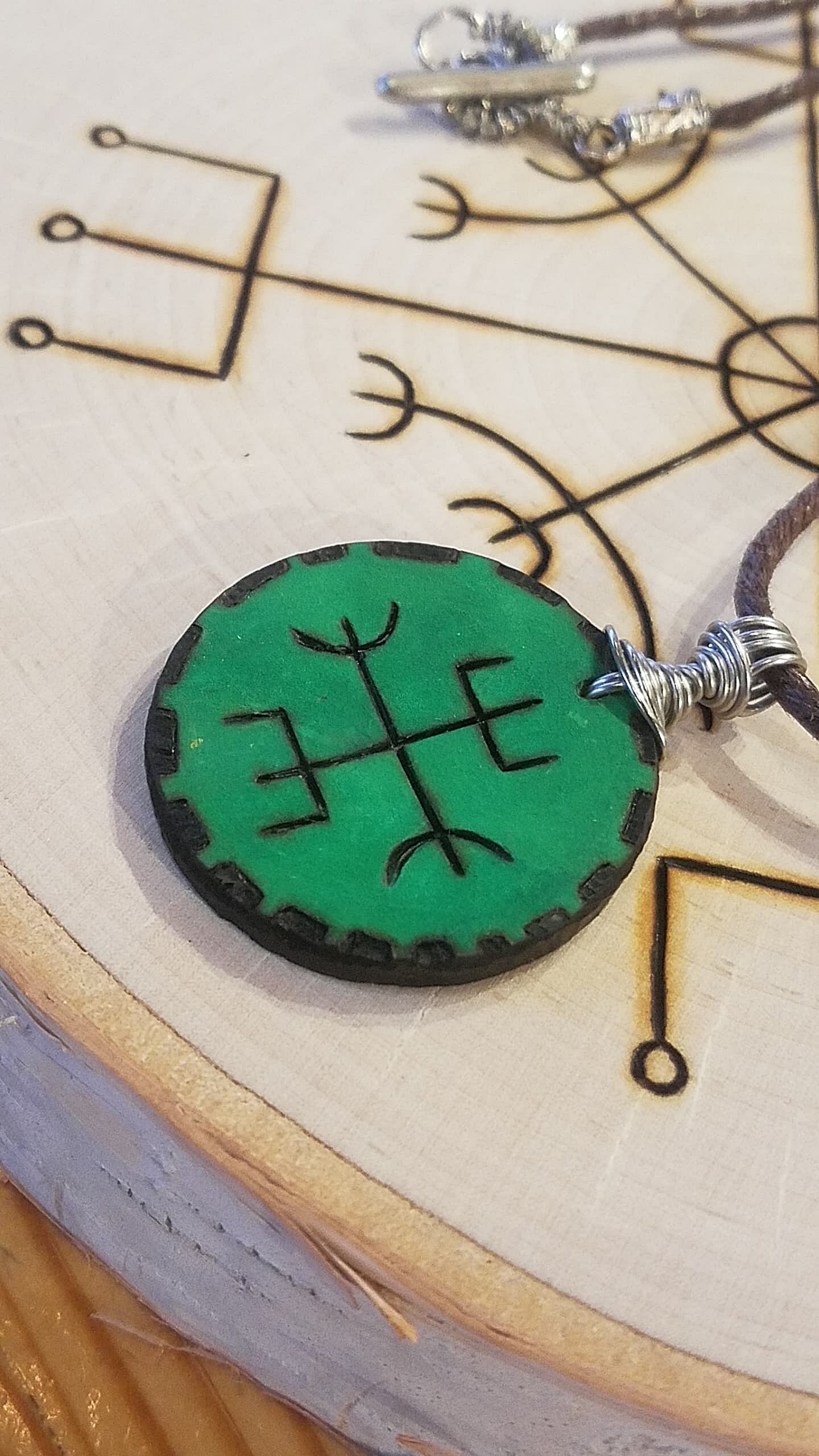 Viking End Strife Bind Rune Wood Necklace | Etsy