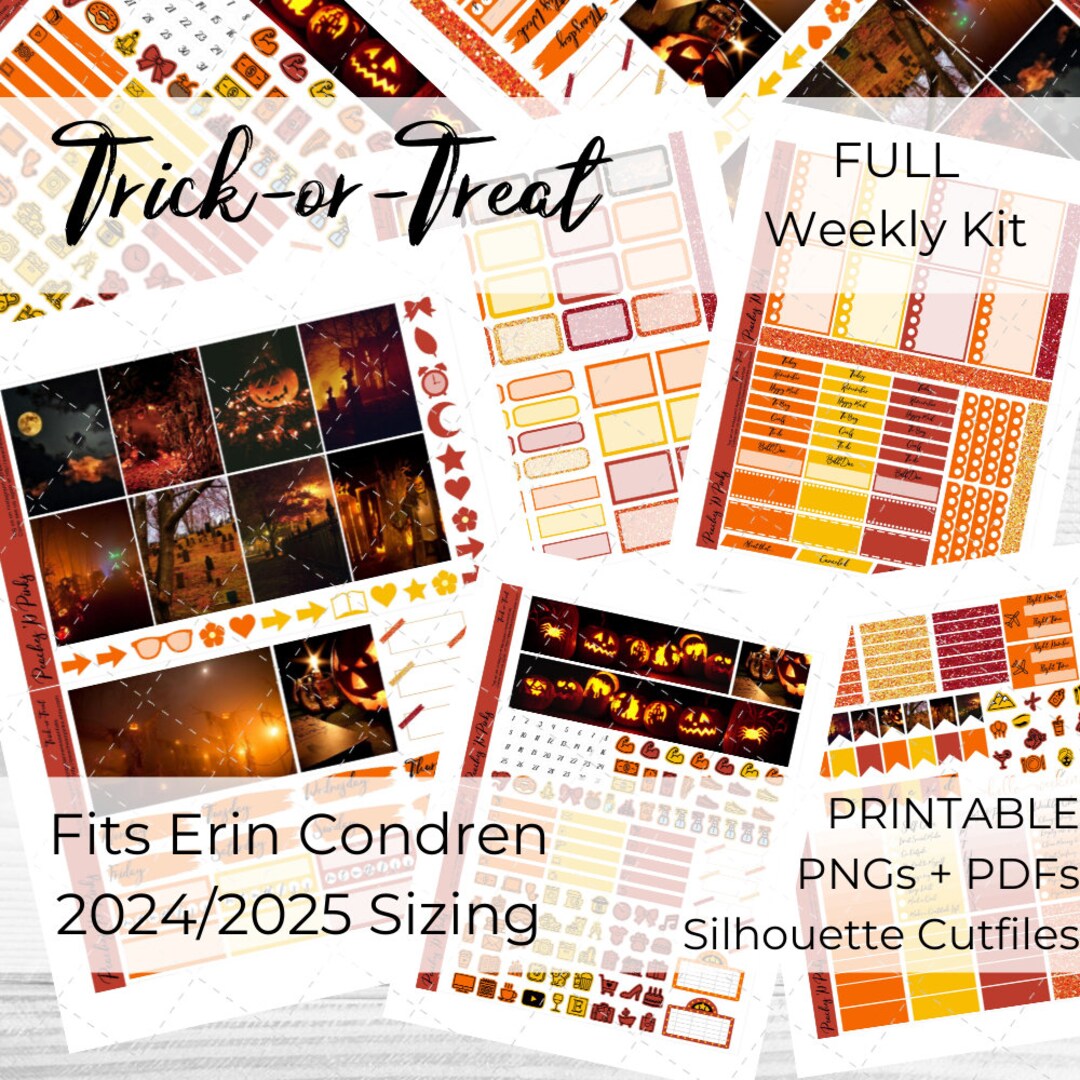 Trick-or-treat 2024-2025 Erin Condren Vertical Weekly Photo Kit ...