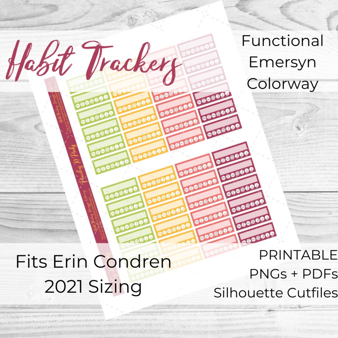 Habit Trackers Emersyn Colorway 2021 Erin Condren Vertical Printable ...