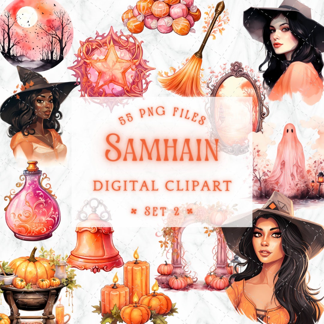 Samhain Set 2 Watercolor Clip Art - Pngs - Pagan Wiccan Celtic Witchy ...