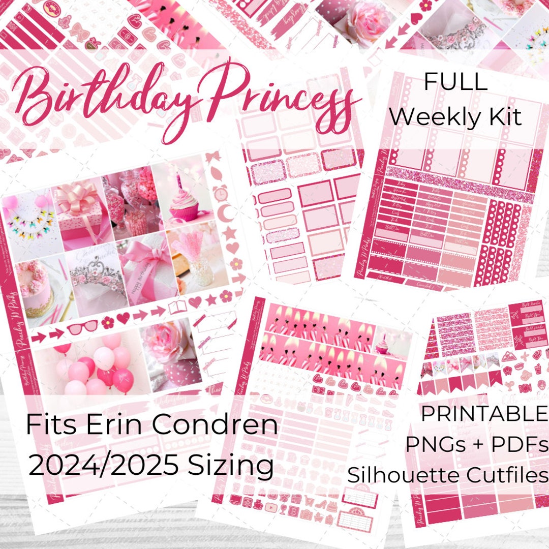 Birthday Princess 2024-2025 Erin Condren Vertical Weekly Photo Kit ...
