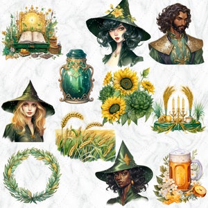 Lammas Day Set 1 Watercolor Clip Art Pngs Pagan Wiccan Celtic Witchy ...