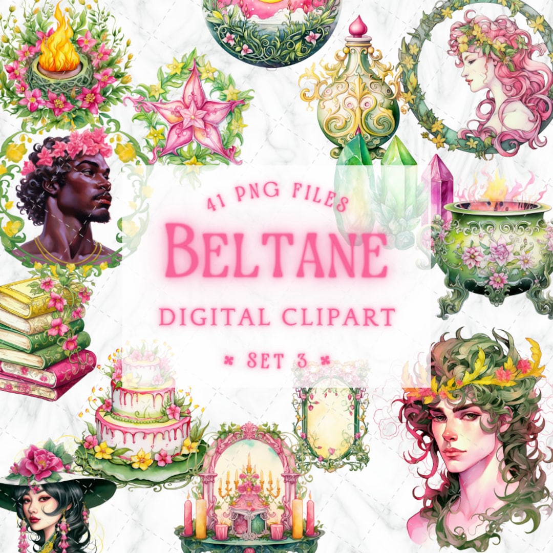 Beltane Set 3 Watercolor Clip Art Pngs Pagan Wiccan Celtic Witchy ...
