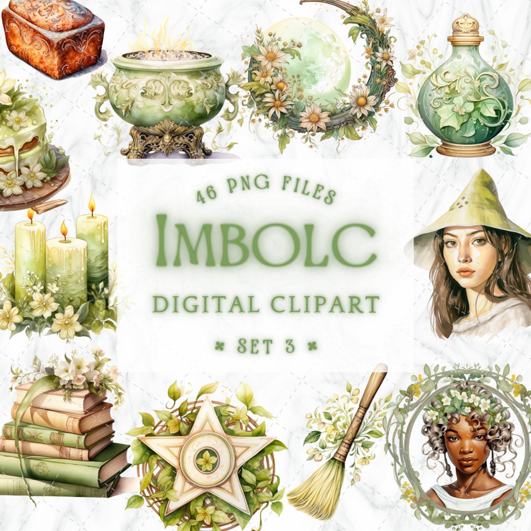 Imbolc Set 3 Watercolor Clip Art Pngs Pagan Wiccan Celtic Witchy ...
