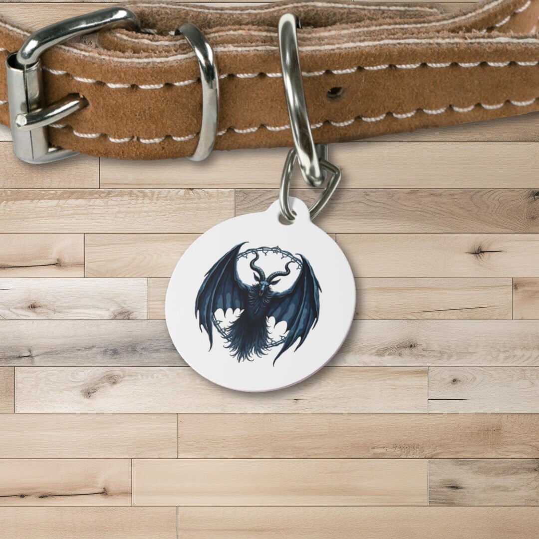 Baphomet Dog Name Tag Gothic Pet Tag Witchy Pet Collar Tag Custom Pet ...