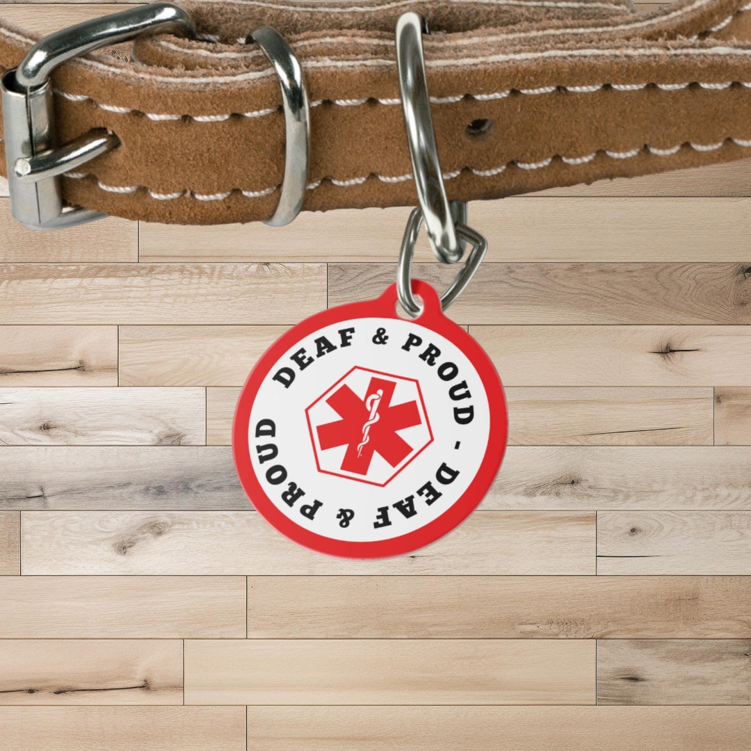 Deaf & Proud Medical Dog Name Tag Cat ID Name Tag Medical Alert Pet ID ...