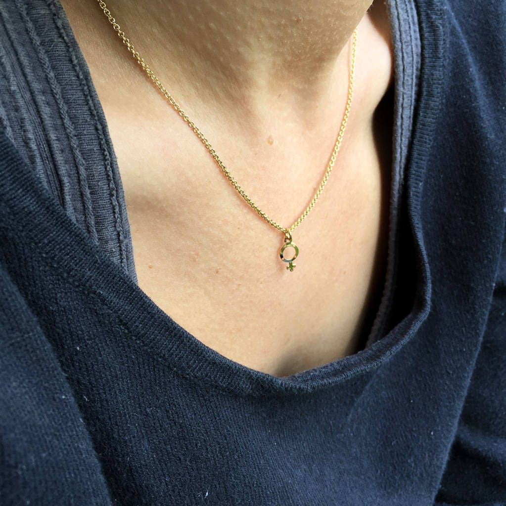 Tiny Female Symbol Pendant - Venus Symbol Necklace - Gold Female ...