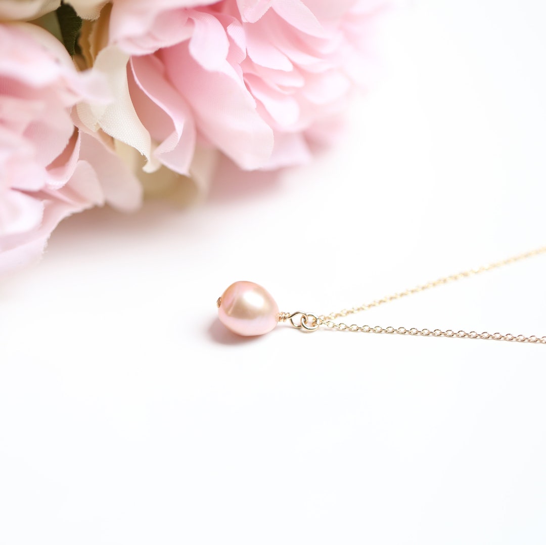 Single Pearl Necklace Natural Freshwater Pearl Drop Necklace Etsy