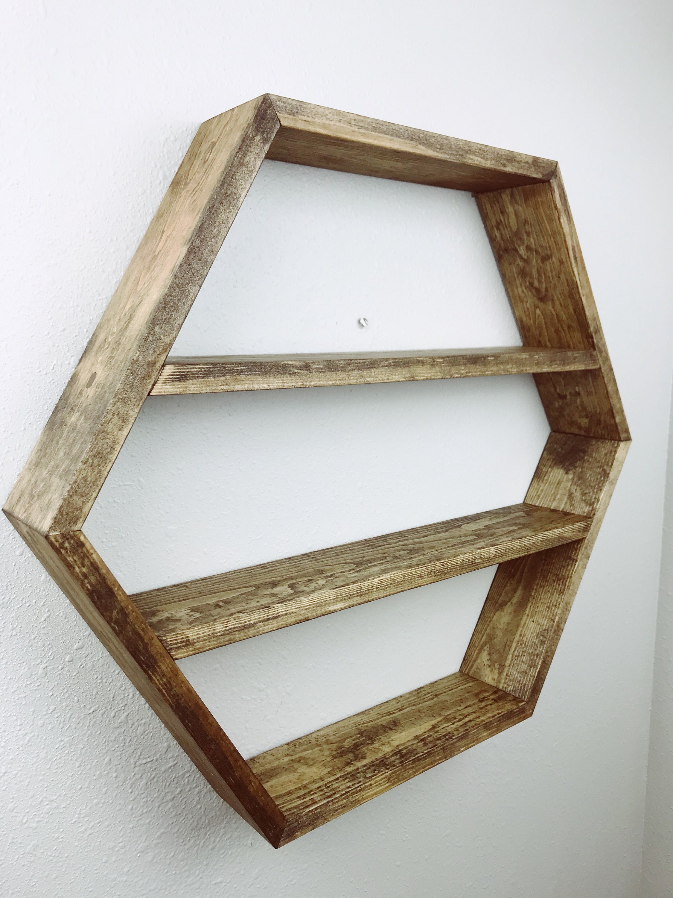 Honeycomb Shelf Hexagon Shelf Shelf Dark Brown Shelf Wood - Etsy