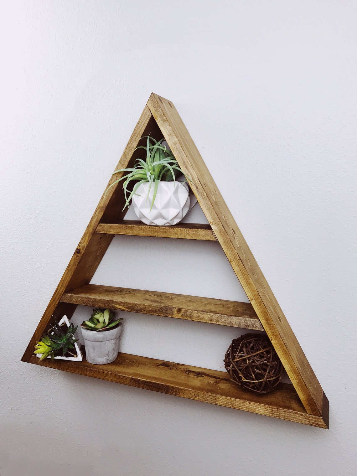 Triangle Shelf- Shelf- Shelves- Triangle- Wall Decor- Succulent Shelf ...