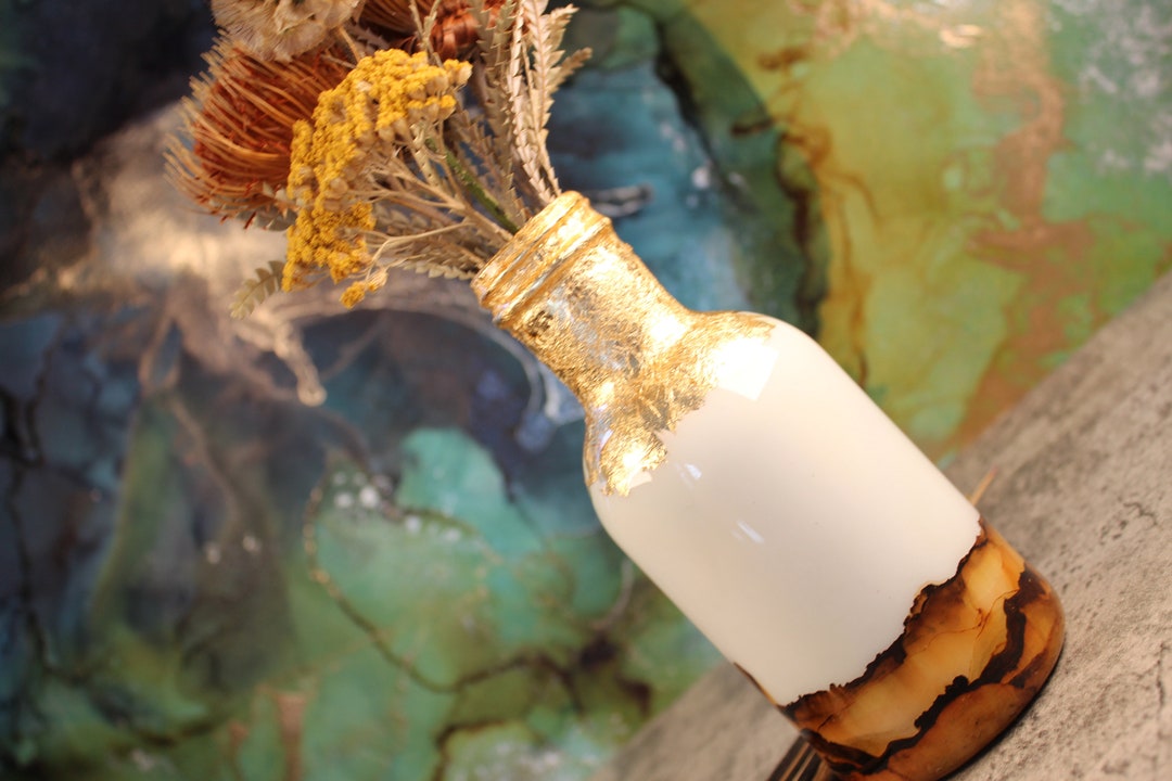 White and Brown Hand Painted Decor Vase | Glass Vase | Hand Painted ...