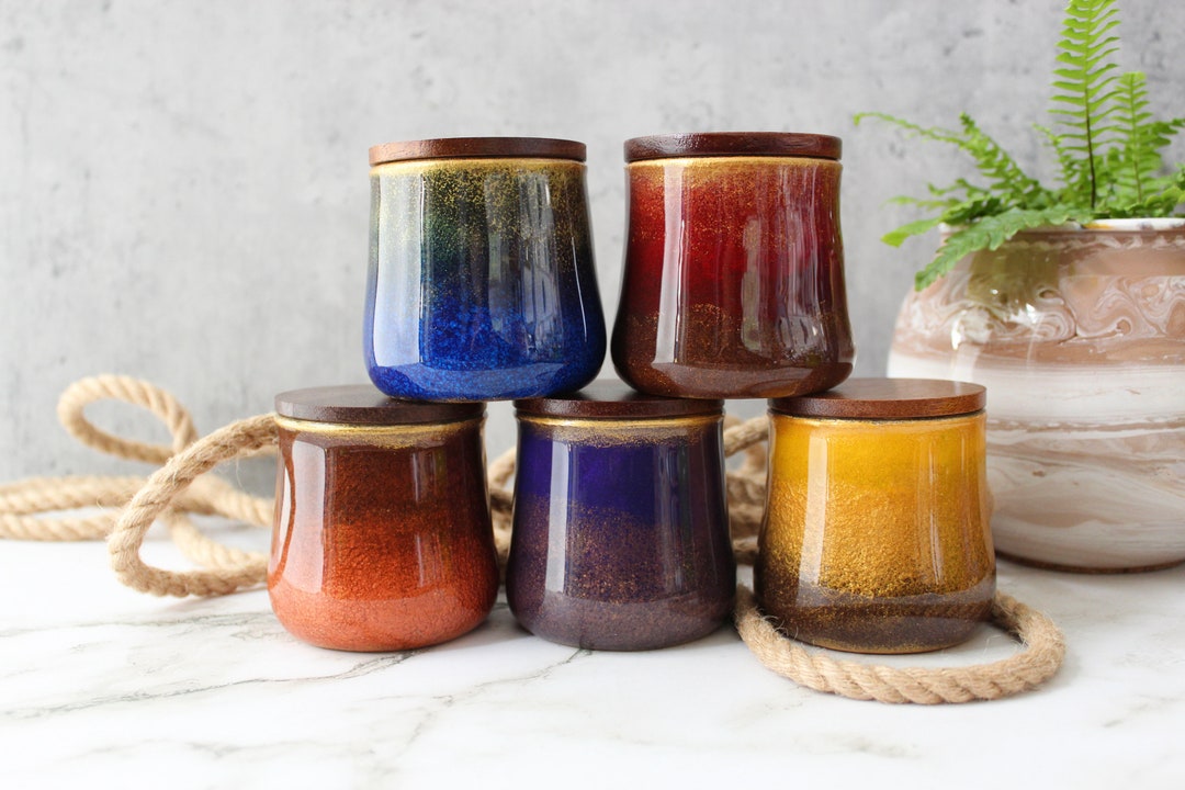 Set of 5 Small Glass Pots | Boho Chic Decor | Succulents | Storage ...
