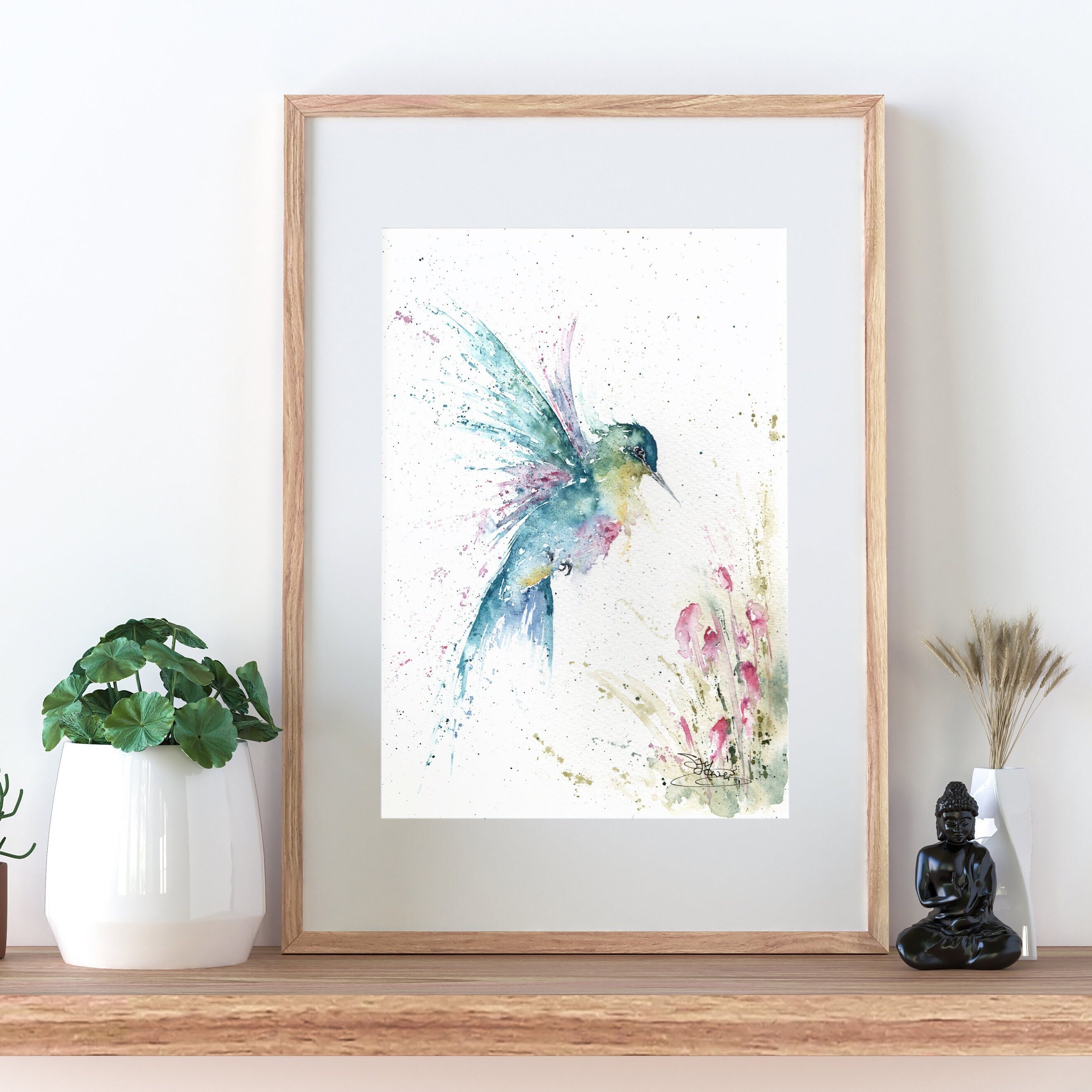 Hummingbird Print, Watercolour Art Print, Hummingbird Watercolour ...