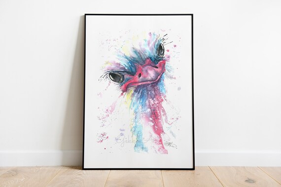Ostrich Print Ostrich Watercolour Art Print Cute Ostrich | Etsy
