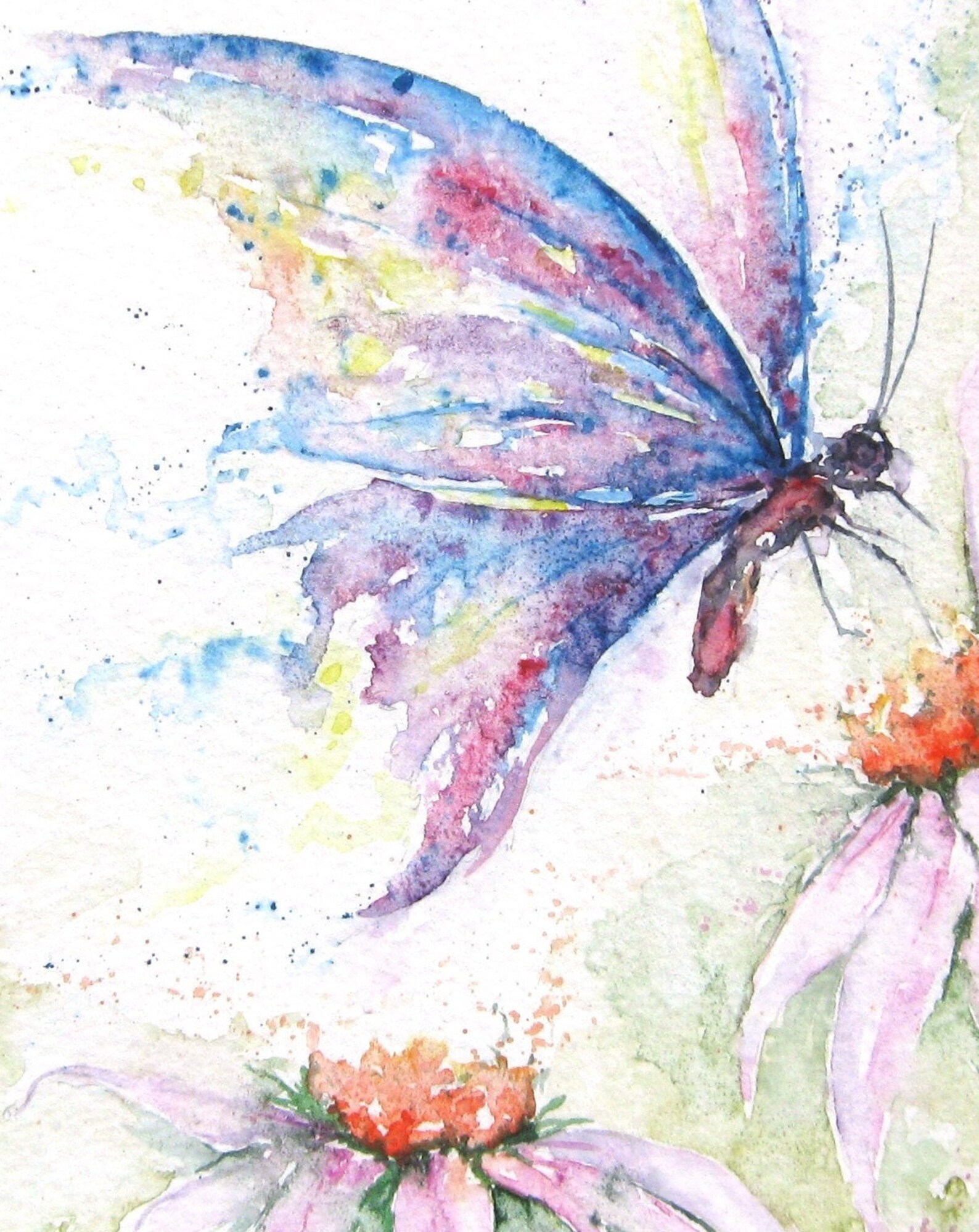Butterfly Card, Floral Greetings Card, Wildlife Art, Note Card, Art ...