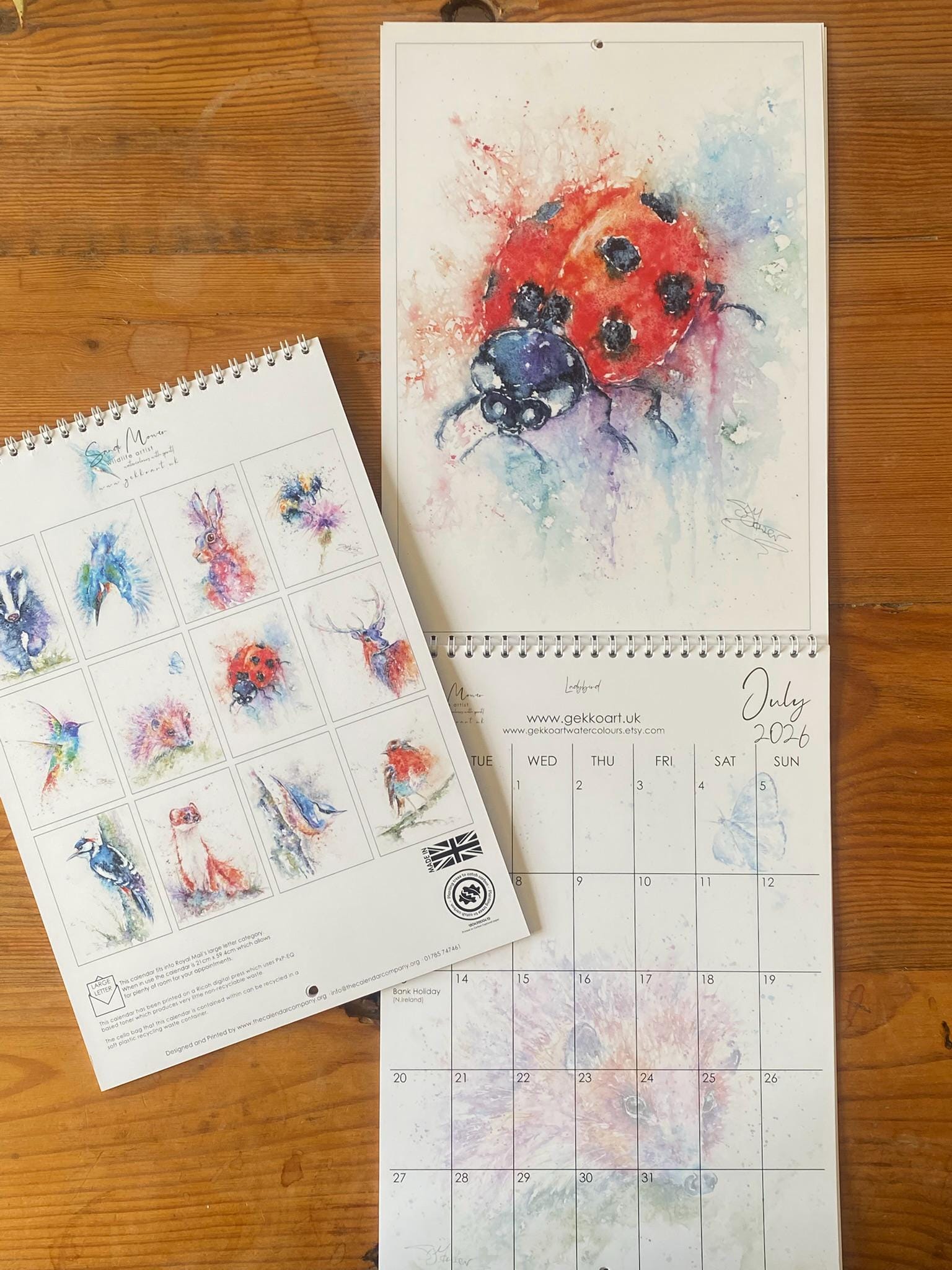 2026 Wildlife Art Calendar by Watercolour Artist Sandi Mower, Double A4 ...