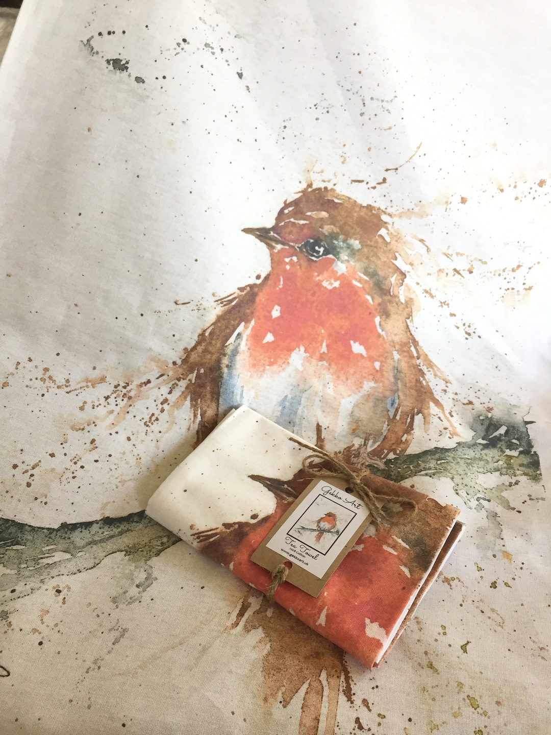 Robin Tea Towel Wildlife Art Tea Towel 100% Cotton - Etsy