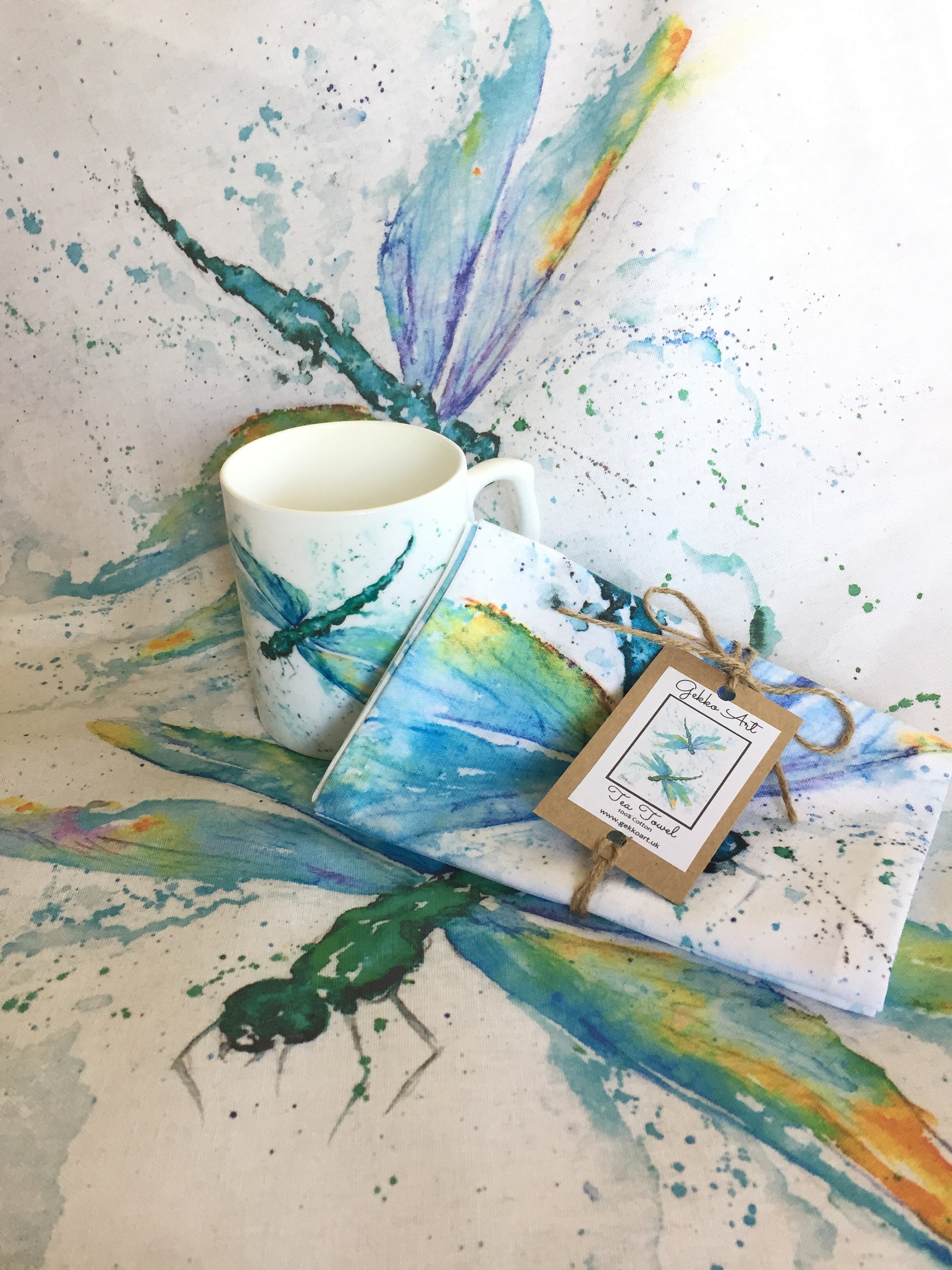 Dragonflies Tea Towel Wildlife Art Tea Towel 100% Cotton | Etsy