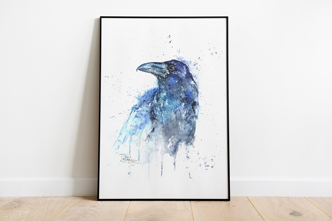 Raven 'beguiling'. Raven Watercolour Fine Art Print, Crow Watercolour ...