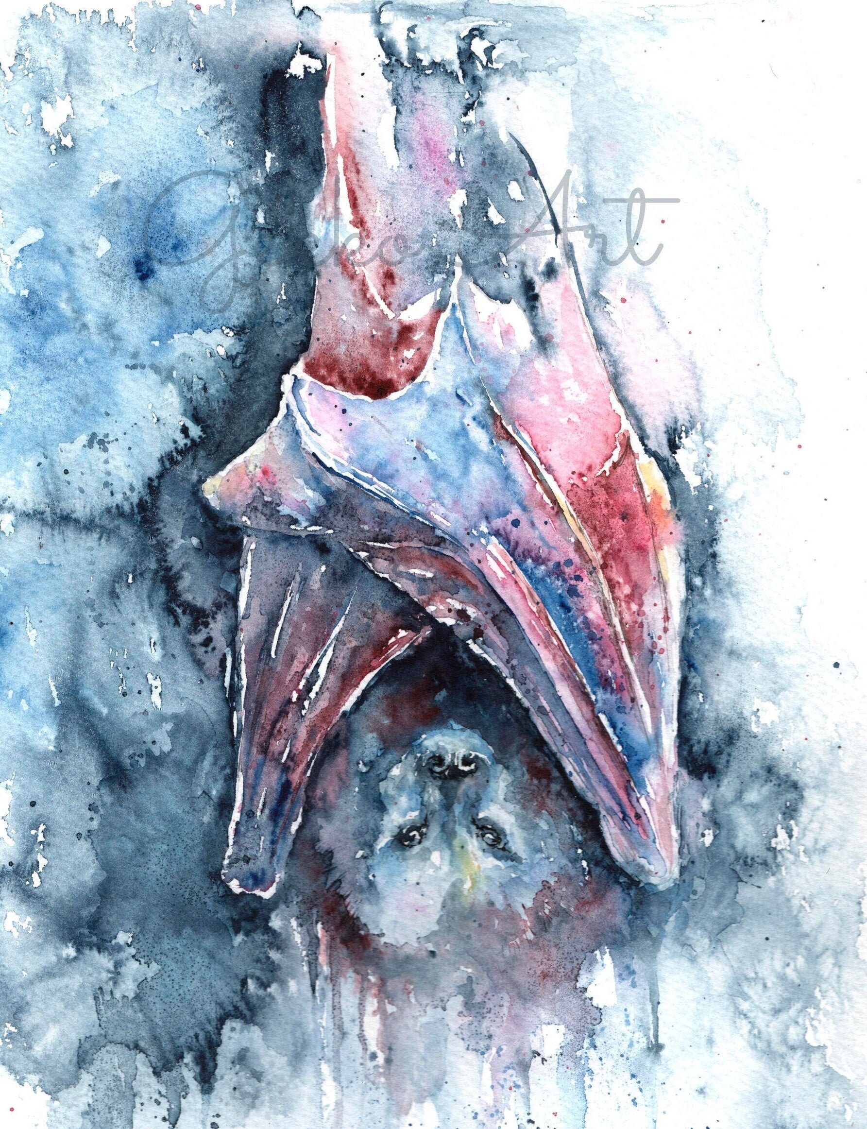A5 Watercolour Artwork Original Painting Human Vampire Bat Art ...