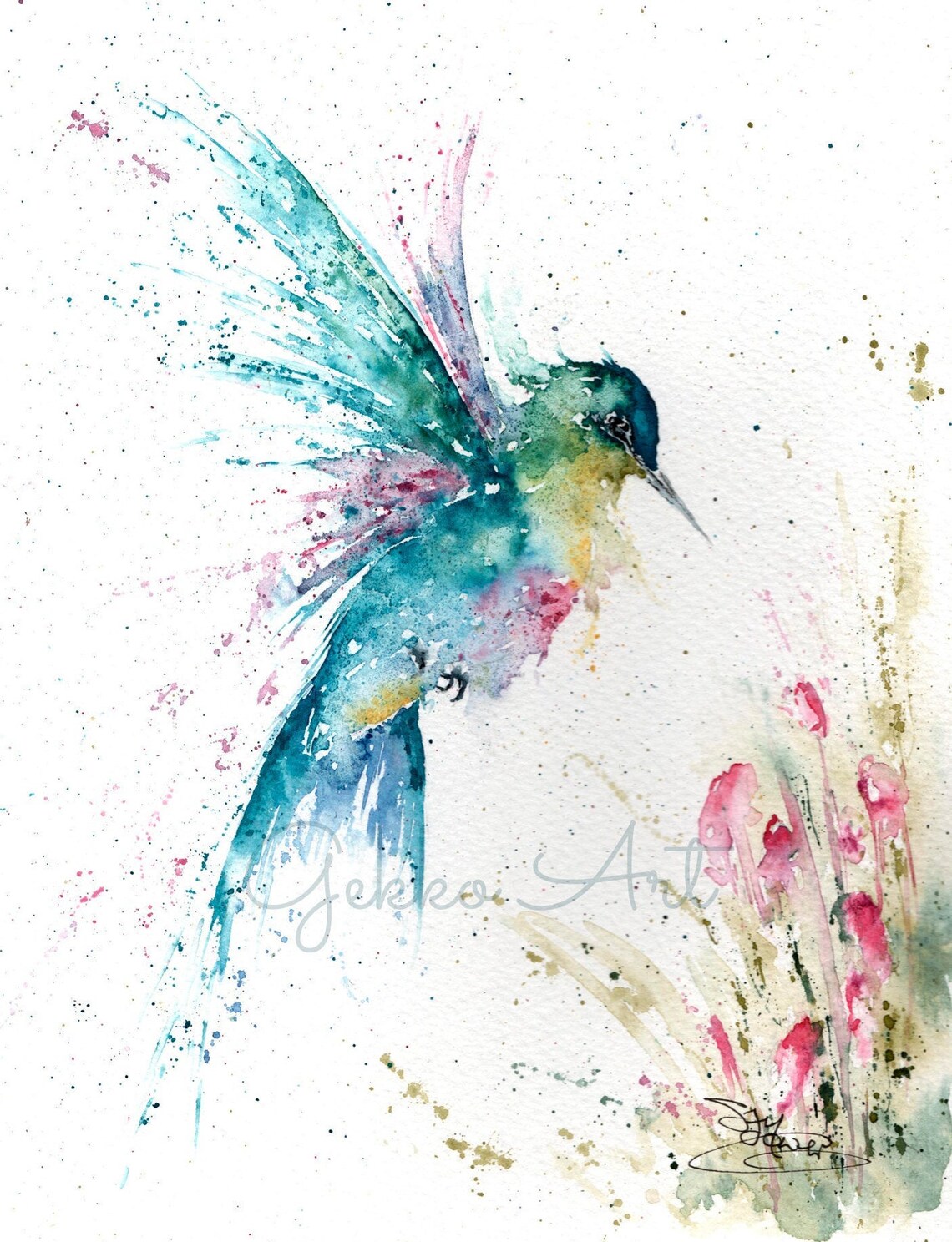 Hummingbird Print, Watercolour Art Print, Hummingbird Watercolour ...