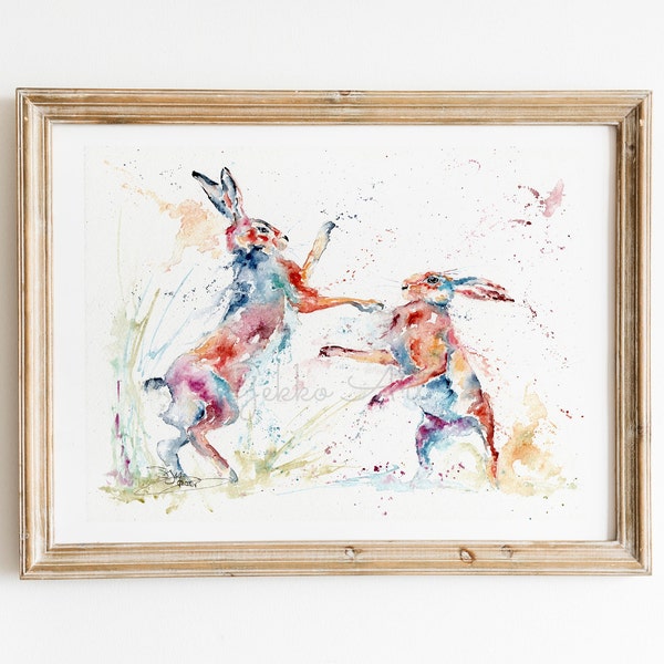 Boxing Hare - Etsy