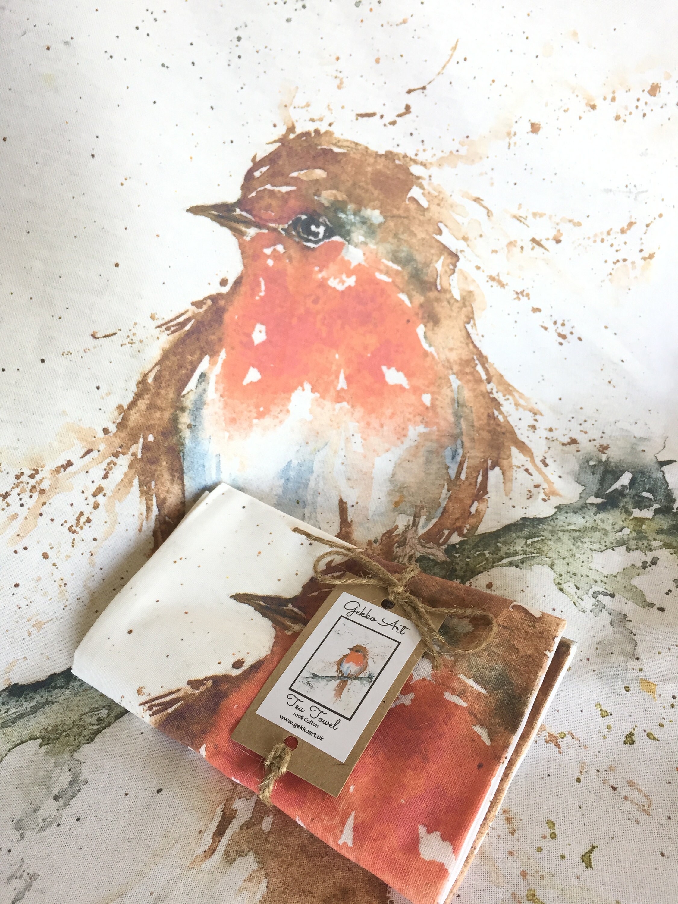 Robin Tea Towel Wildlife Art Tea Towel 100% Cotton - Etsy