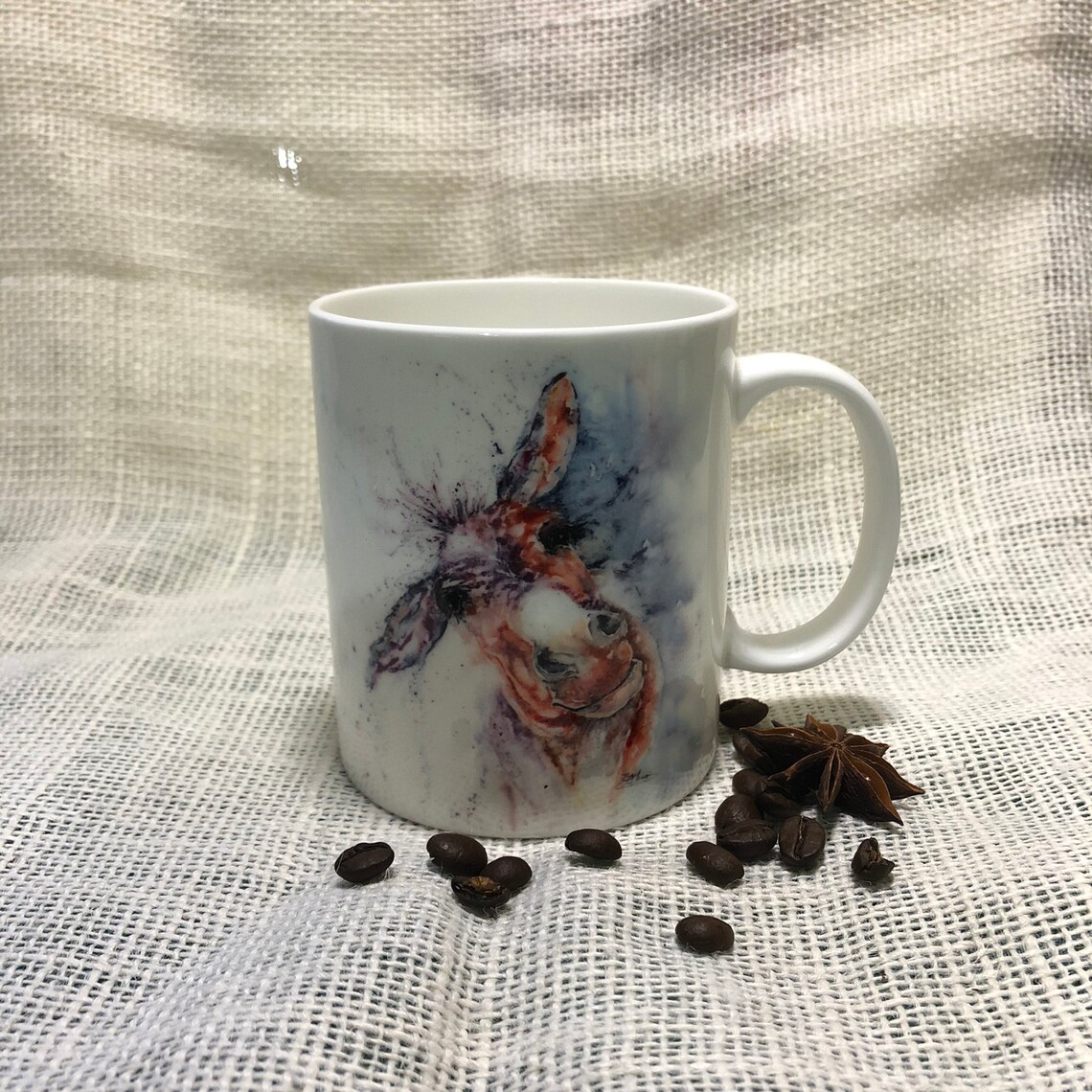 Wonky Donkey Watercolour Bone China Mug, Wildlife Art Mug by Artist ...